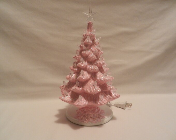 11 Ceramic Christmas Tree, Lighted Christmas Tree, Pink Christmas Tree ...