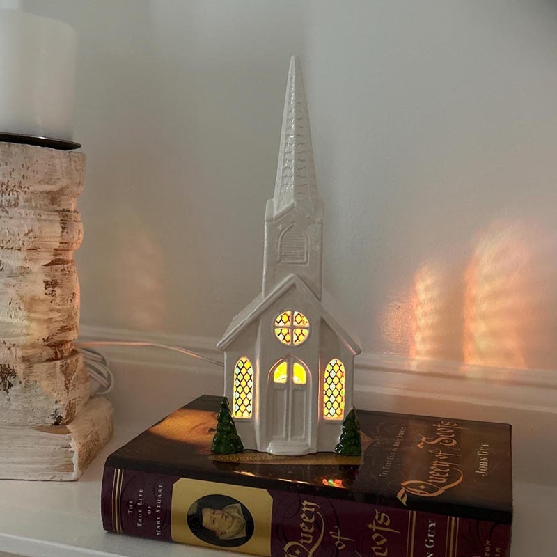 Lighted Ceramic Church - Etsy