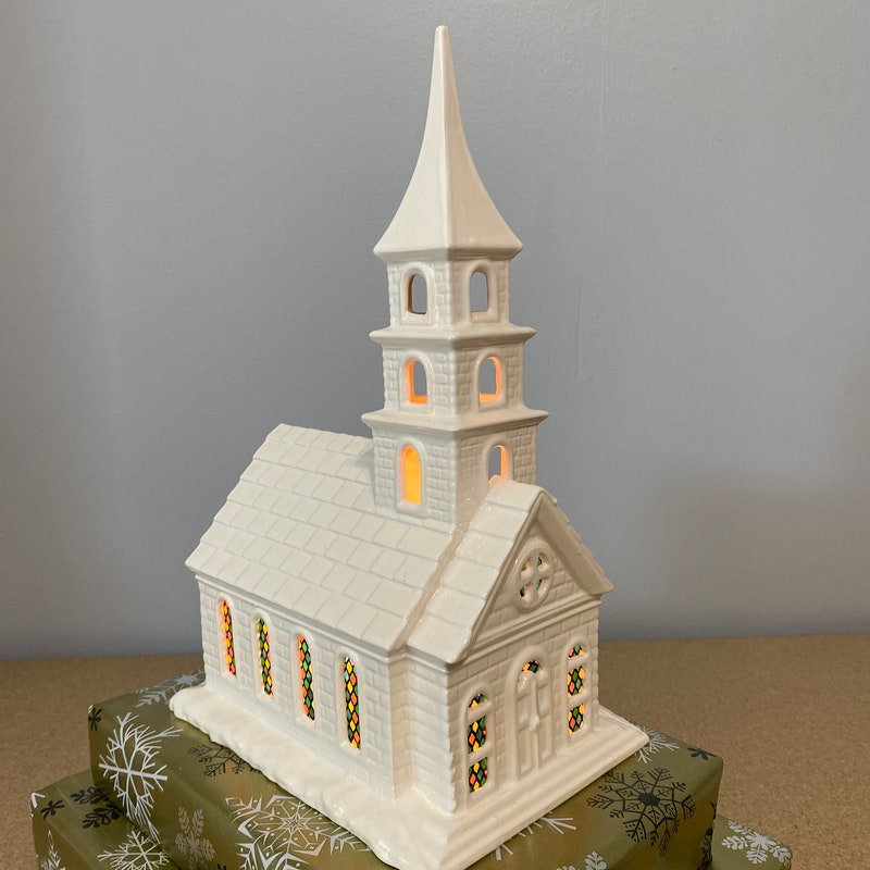 Lighted Ceramic Church - Etsy