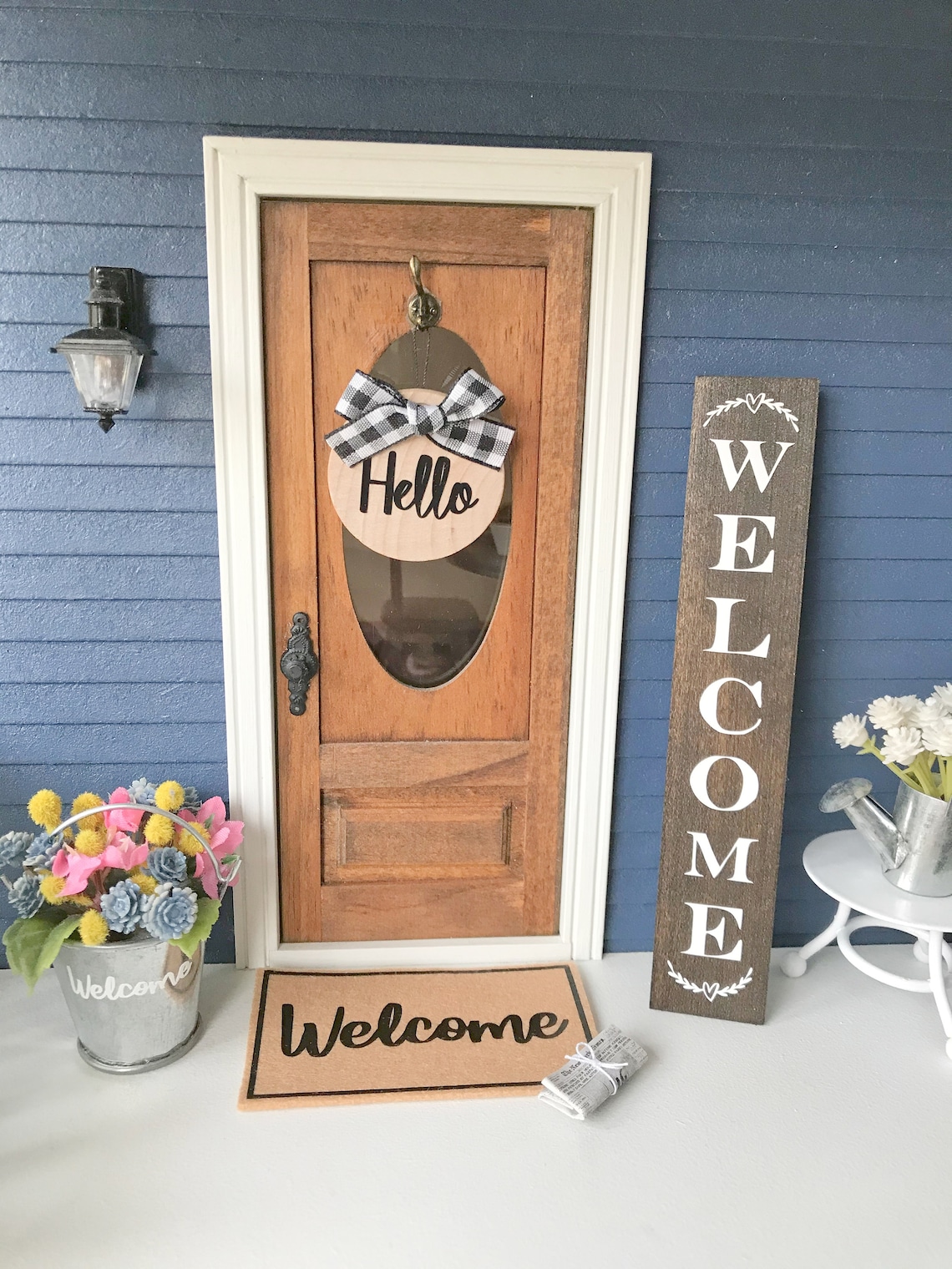 Dollhouse Miniature Welcome Sign Porch Door Wood Board - Etsy