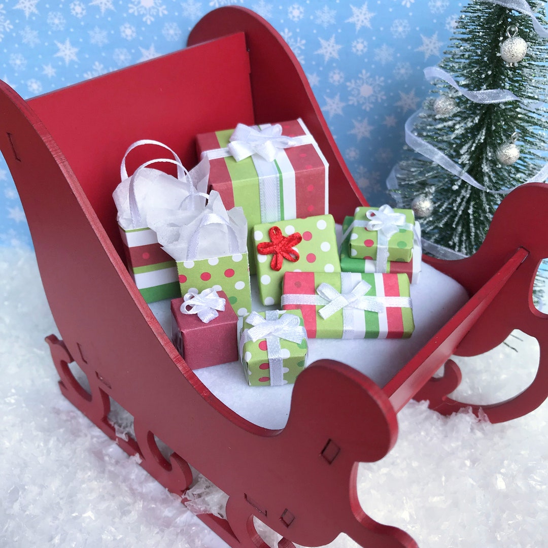 Dollhouse Miniature Christmas Presents Holiday Gifts Box Package Bag 1 ...