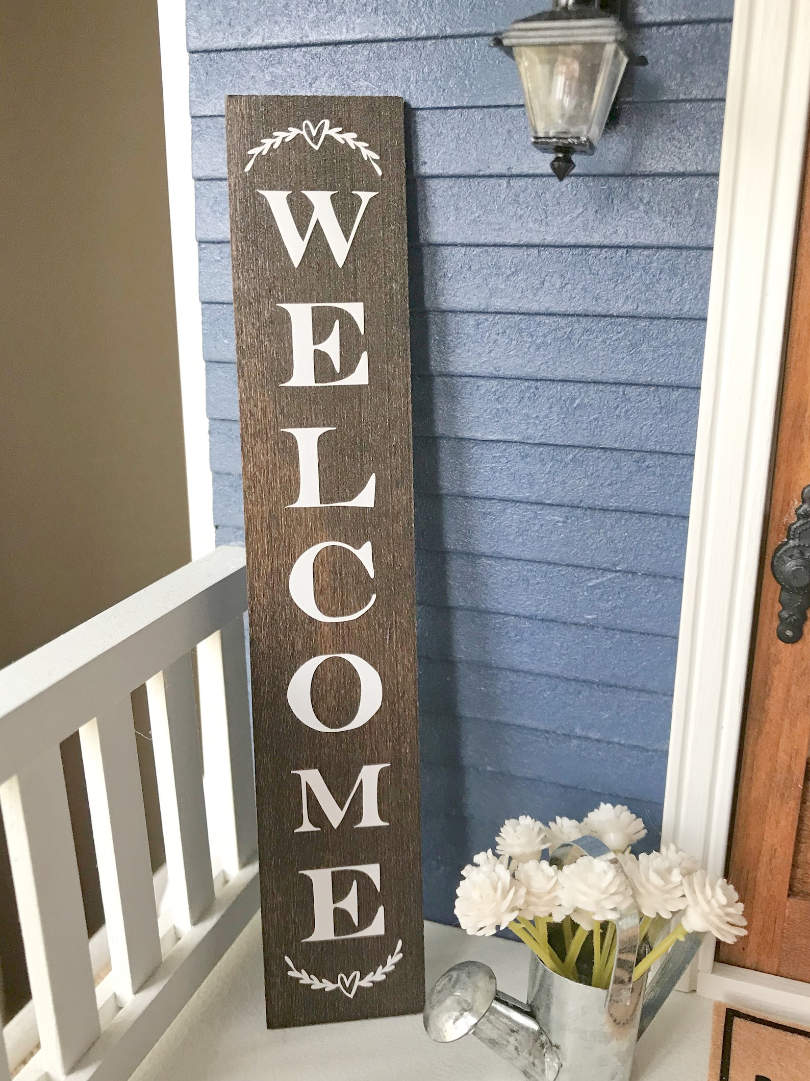 Dollhouse Miniature Welcome Sign Porch Door Wood Board Farmhouse Rustic ...
