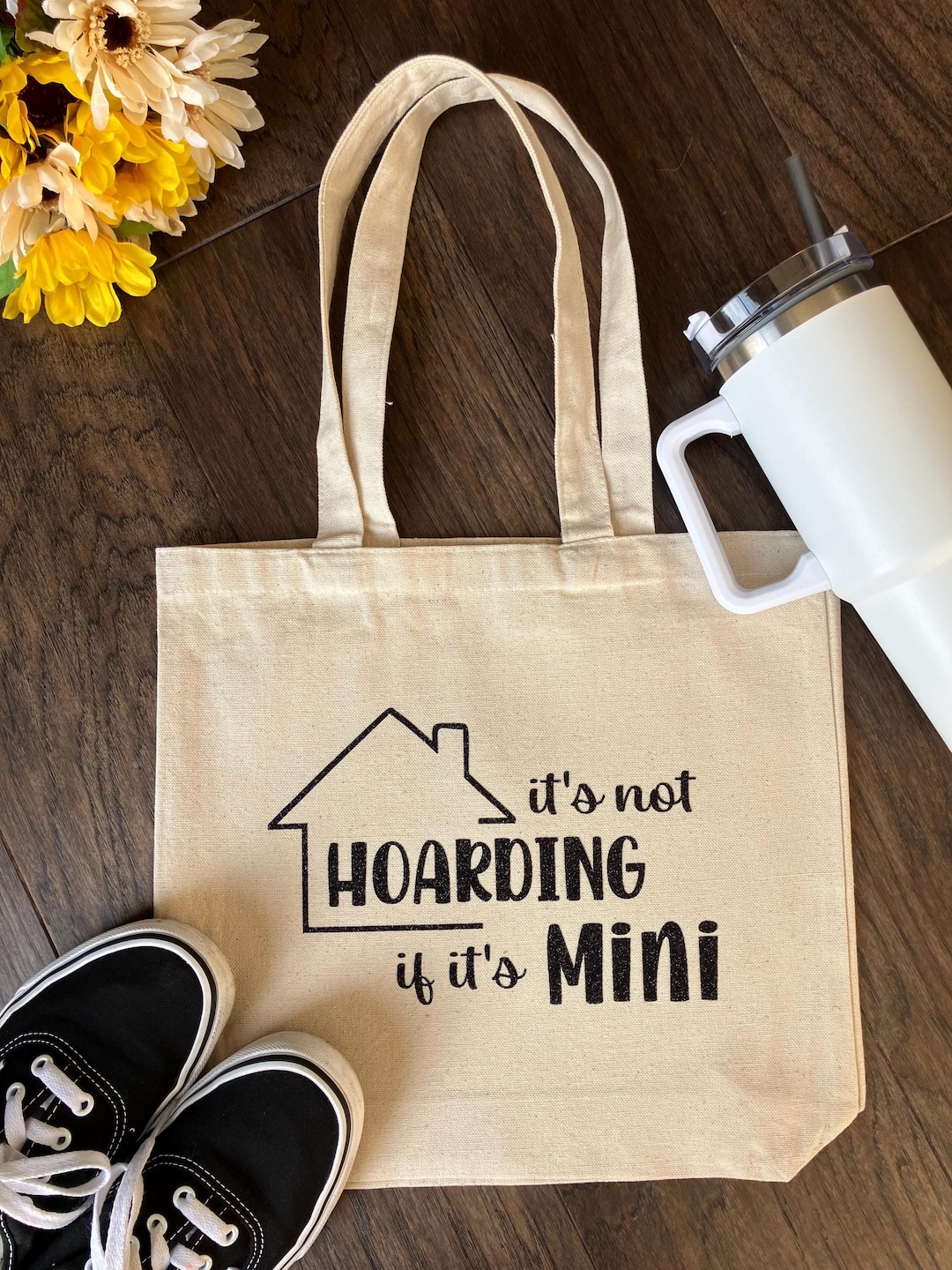 Dollhouse Mini Hoarder Tote Shopping Bag Miniature Gift Canvas Shop ...