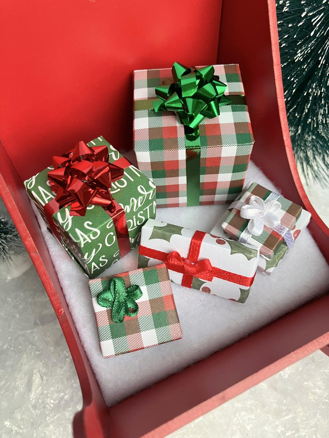 Dollhouse Miniature Christmas Presents Holiday Gifts Box Package Bag 1 ...