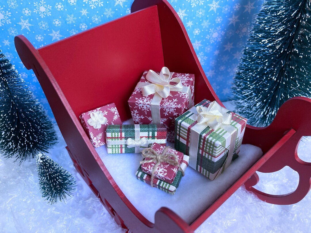 Dollhouse Miniature Christmas Presents Holiday Gifts Box Package Bag 1 ...