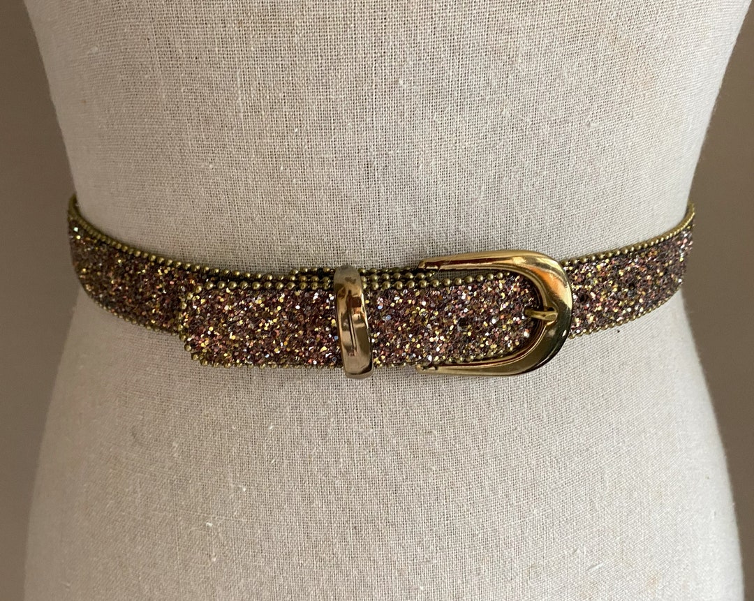 Vintage Glitter Copper Belt, Vintage Copper Bronze Studded Glitter Belt ...