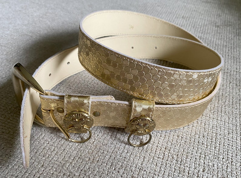 Vintage Gold Metallic Belt, Gold Lion Belt, Belt Shiny Gold Buckle ...