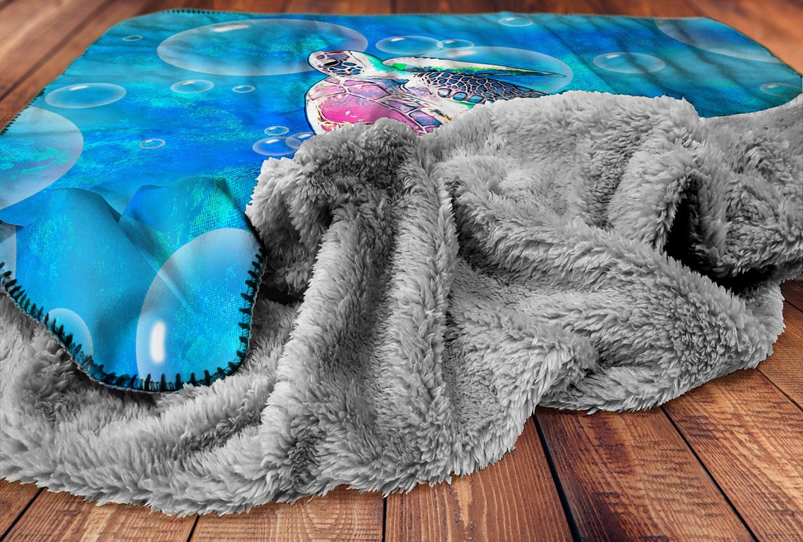 Personalized Sea Turtle Fleece Blanket for Birthdays and Baby - Etsy