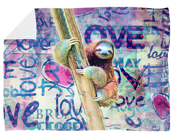 Name Bedding for Sloth Lovers. Personalized Sloth Soft Fleece Blanket ...