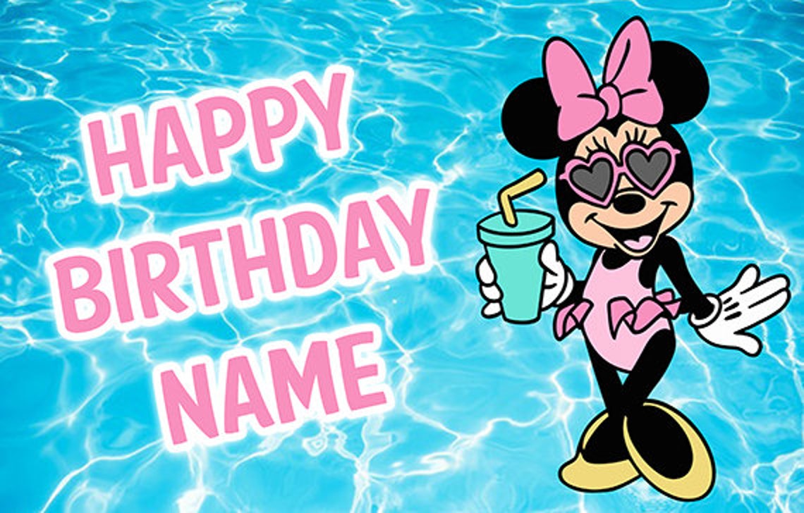 Minnie Mouse Pool Party Personalized Custom Printed Vinyl - Etsy