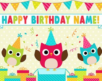 Owl Birthday Banner | Etsy