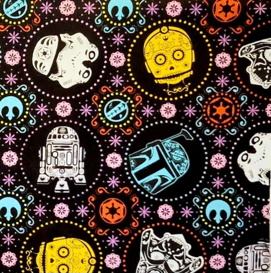 Star Wars Darth Vader Sugar Skulls R2D2 Stormtrooper Cotton Quilt ...