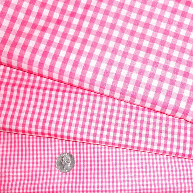 Pink Gingham Fabric - Etsy