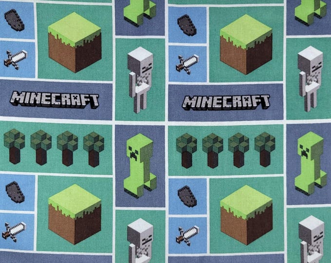 Minecraft Mosaic Game Block Creeper Mojang AB Synergies Cotton Fabric 1 ...