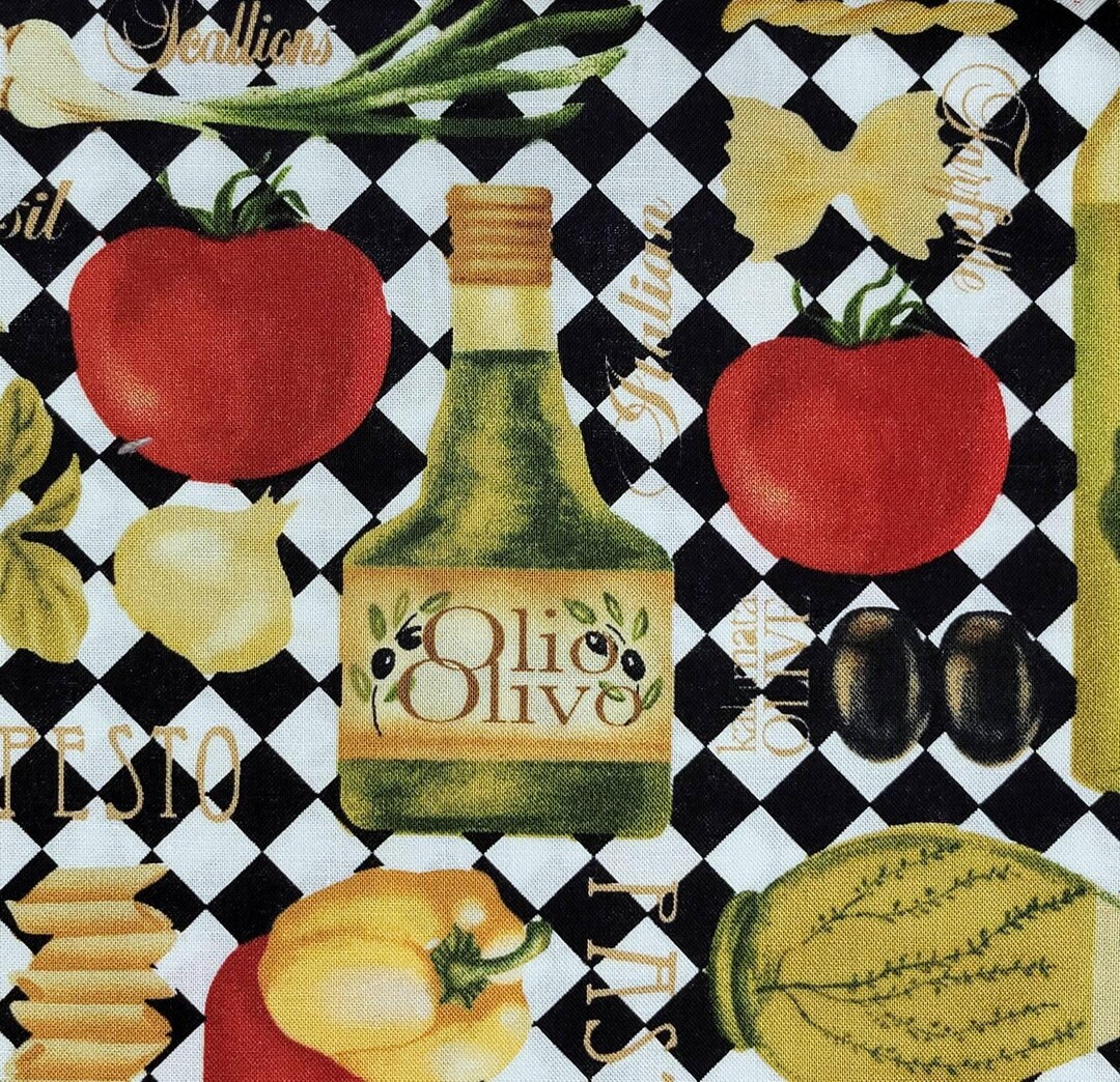 Italian Flavor Grocers Restaurant Tomatoes Cotton Fabric Art Makers 1 1 ...