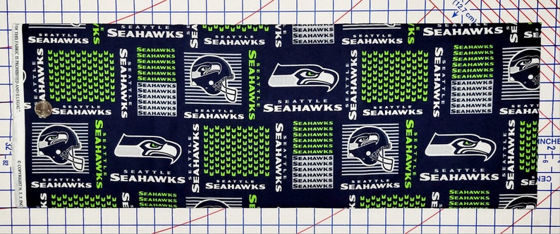 Seattle Seahawks Football NFL NFC Blue Green Cotton Quilting Fabric 1 7 ...