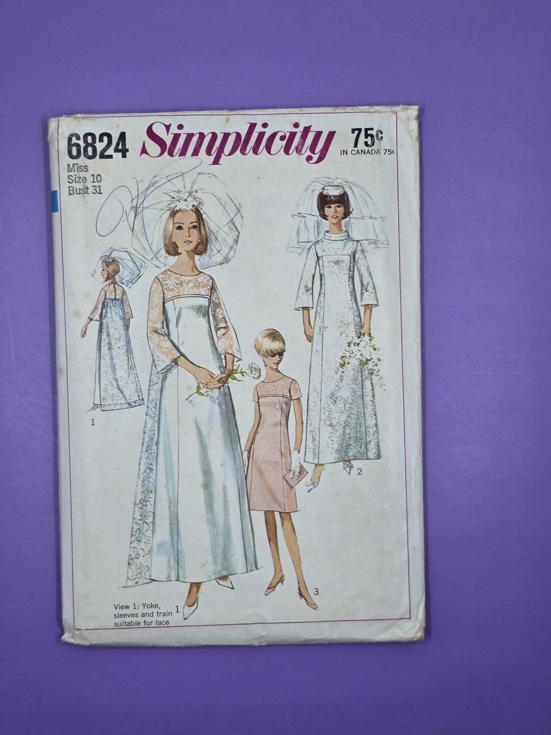 Simplicity Pattern 6824 Misses' Wedding Gown With Detachable Train and ...