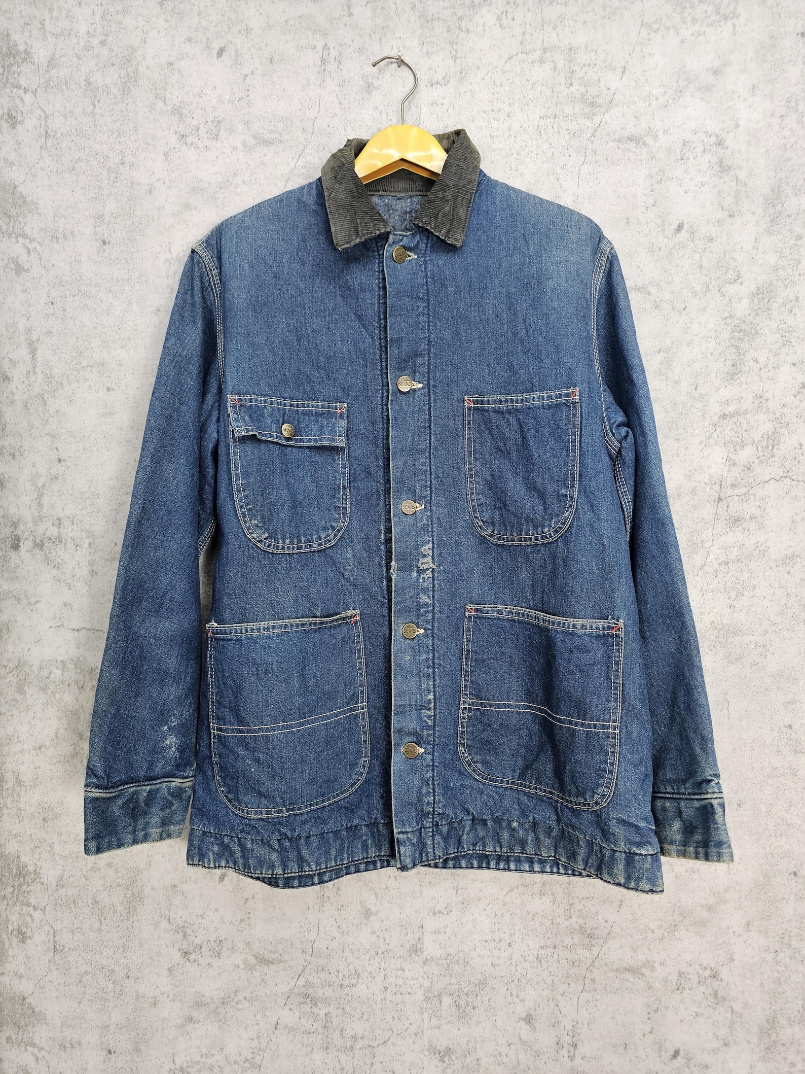 Vintage SEARS Workwear Wool Pea Coat Jacket Sears Denim Workwear Jacket ...
