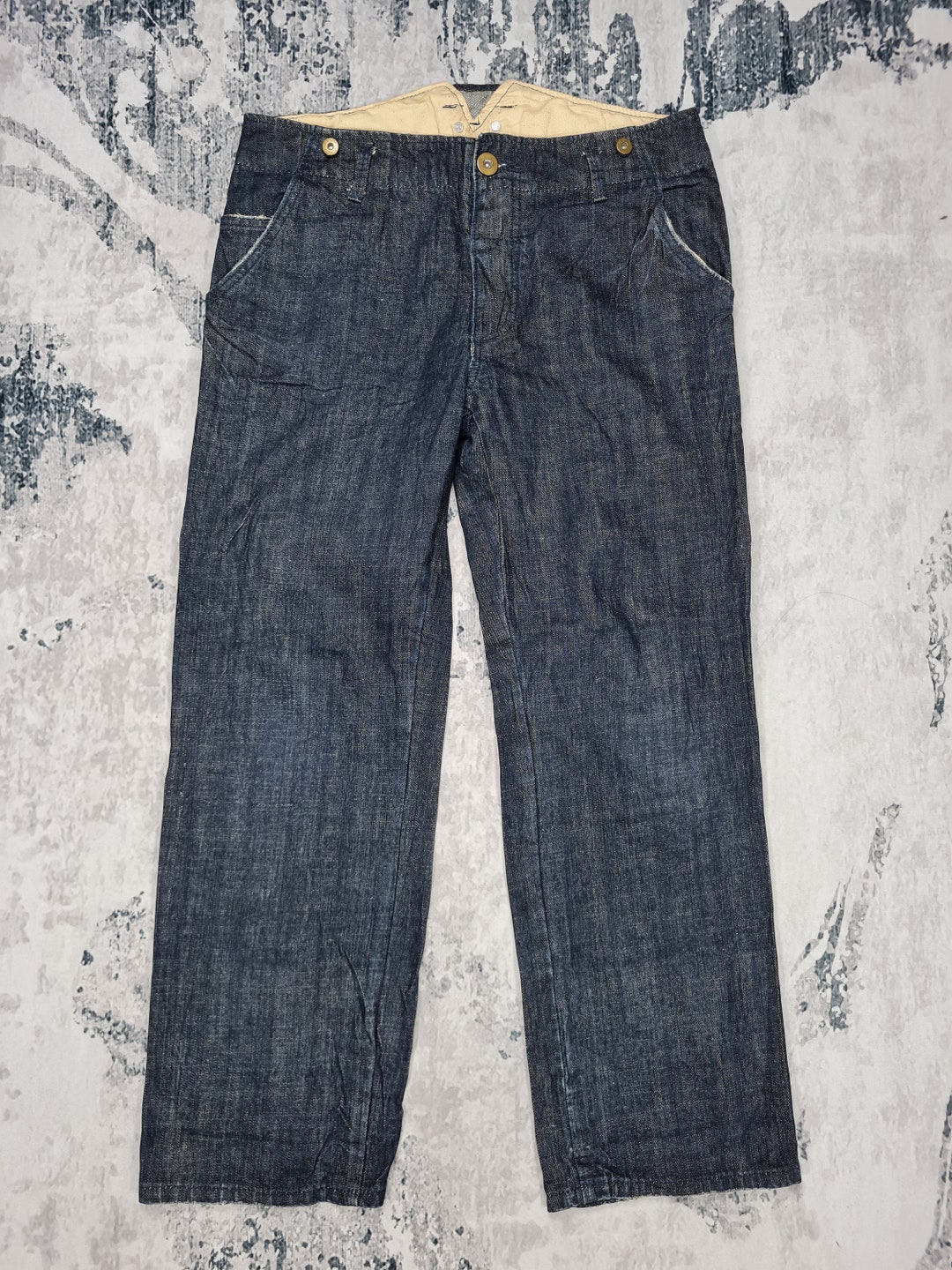Japanese Brand Workwear Jeans Military Style Jeans Baggy Blue Jeans ...