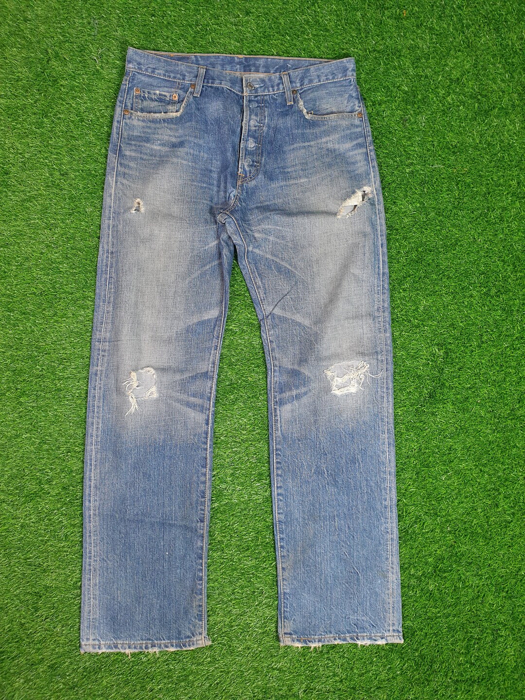 Vintage 90s Levi’s 501 Distressed Medium Wash Ripped Levis 501 Blue ...