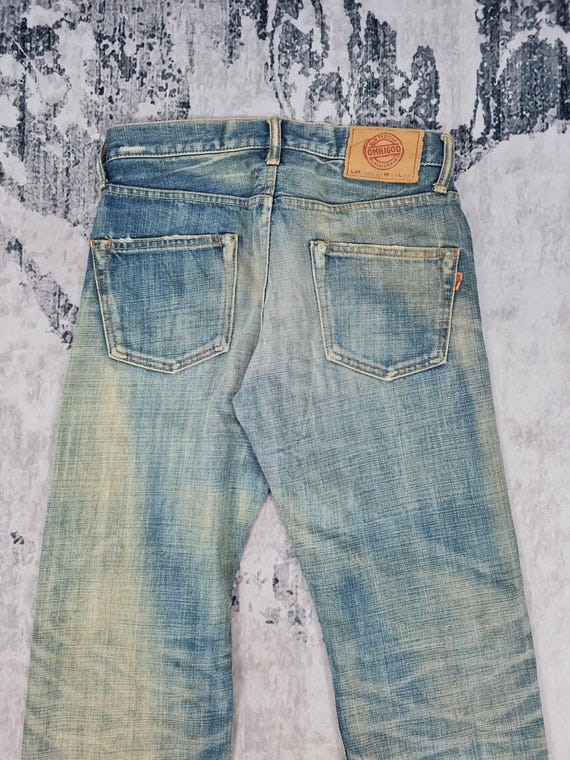 Vintage Japanese Band OMNIGOD Faded Stain Redline Jea… - Gem