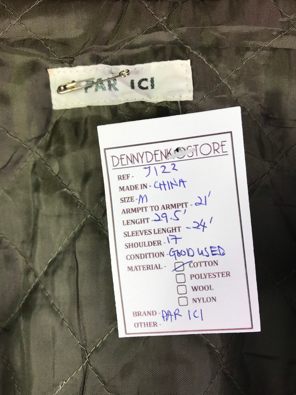 Japanese Brand PAR ICI Military Style Jacket Olive Green - Etsy