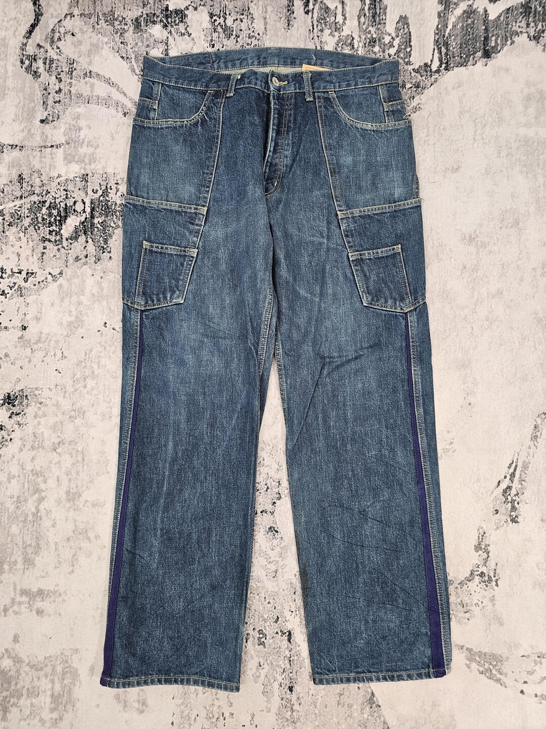 Vintage HECTIC Denim Co Crazy Design Multi Pocket Jeans Mad Hectic ...