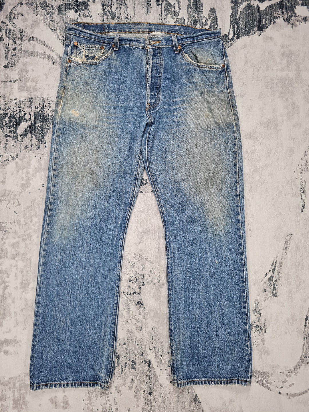 Vintage LEVIS 501 Distressed Stone Wash Levi's Ripped Denim Jeans Levis Denim Faded Lvc Levis ...
