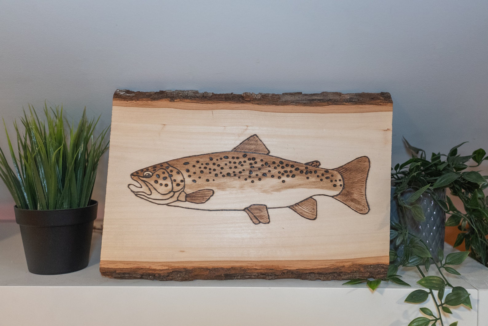 Wood Burned Trout Wooden Fish Fishing Decor for Cabin - Etsy