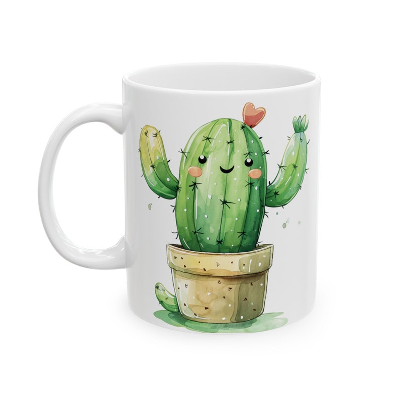Cactus Mug Cute Cactus Coffee Mug Kawaii Art Style Mug Cactus Smiling ...