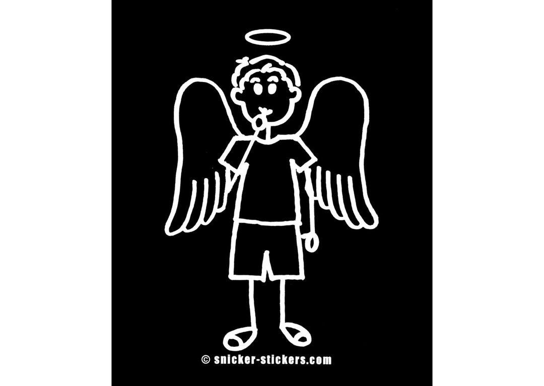 Funny Family Car Sticker BOY ANGEL Stick Figure Decal - Etsy