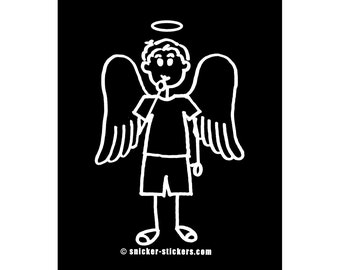 Funny Family Car Sticker TEEN BOY ANGEL Stick Figure Decal | Etsy