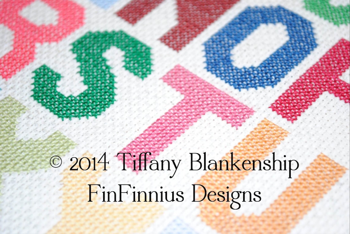 Alphabet Block Letters LARGE Counted Cross Stitch PDF - Instant ...