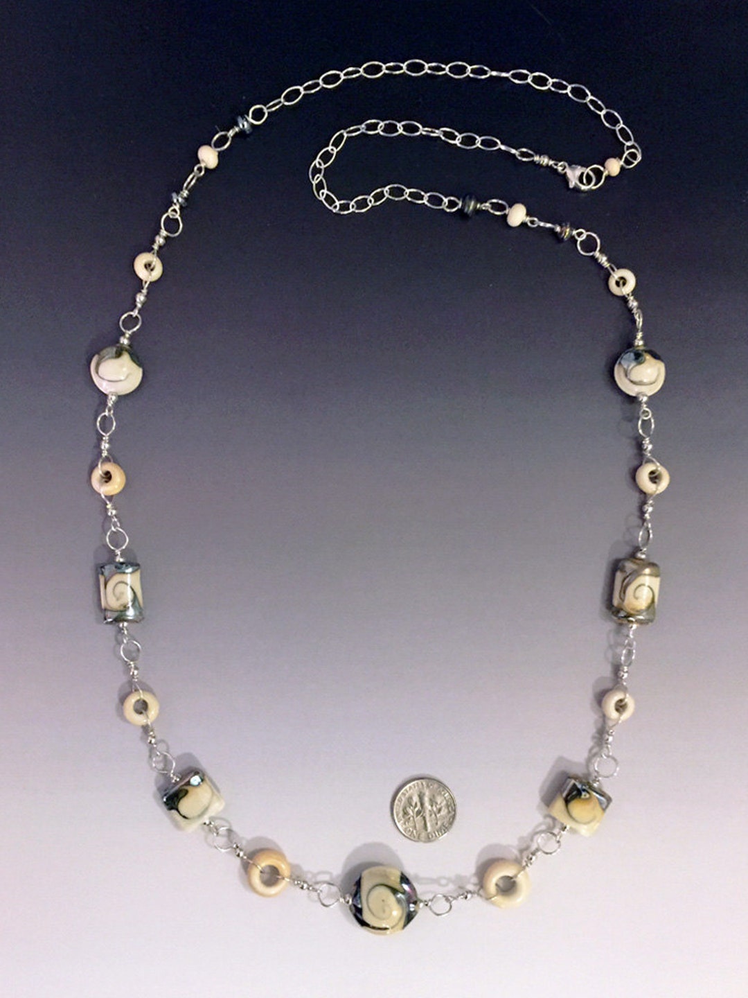 Ginger Necklace in Ivory: Handmade Lampwork Glass Beads. Made to Order ...