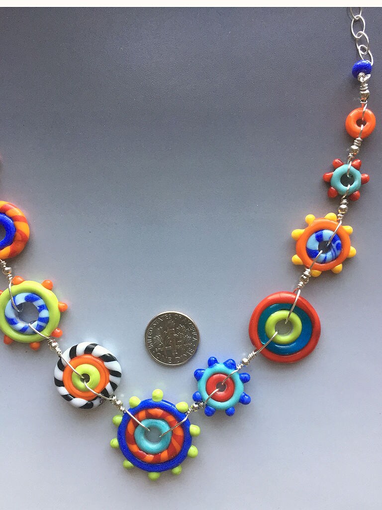 Circus Necklace: Handmade Glass Lampwork Beads With Sterling - Etsy