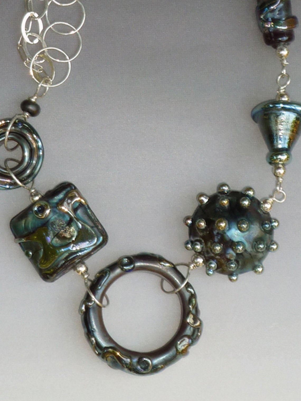 Wild Ginger Necklace in Metallic Black: Handmade Glass - Etsy