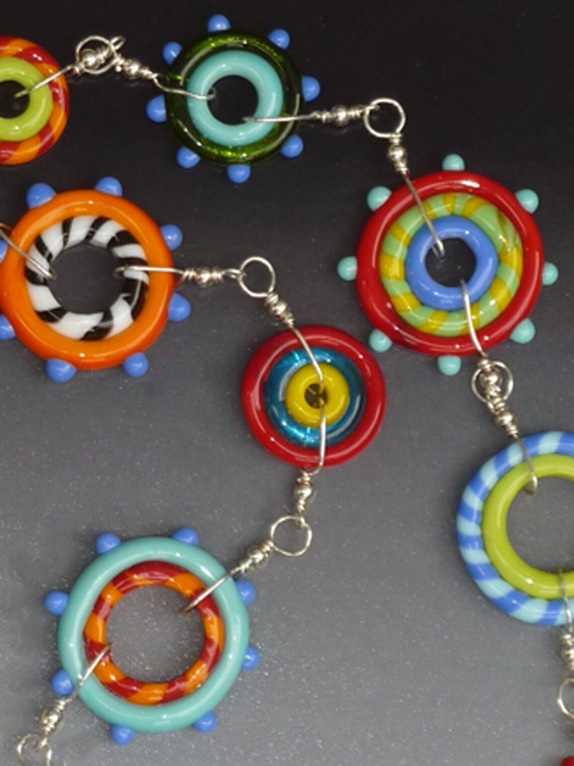 Circus Necklace: Handmade Glass Lampwork Beads With Sterling - Etsy