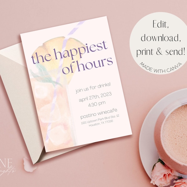 Canva Invite Happy Hour - Etsy