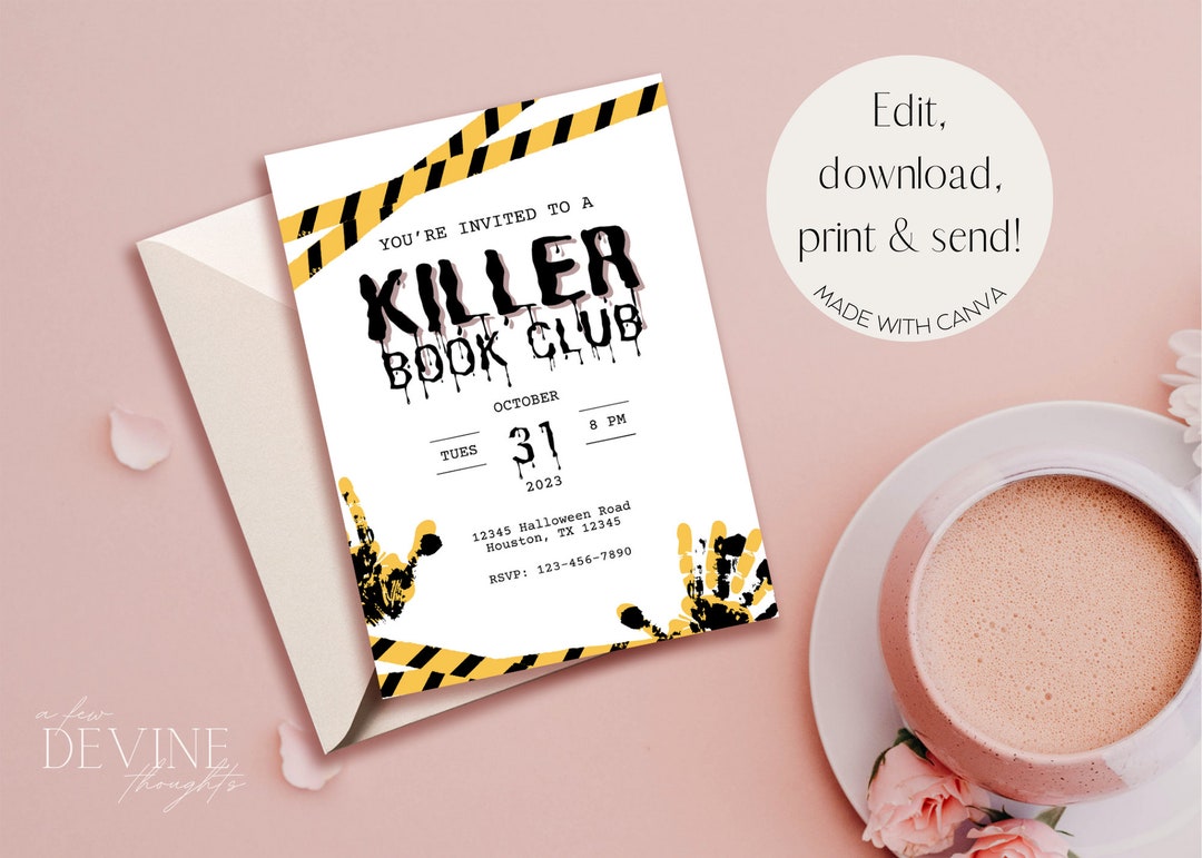 Killer Book Club Invitation Template | Editable Book Club Invite ...