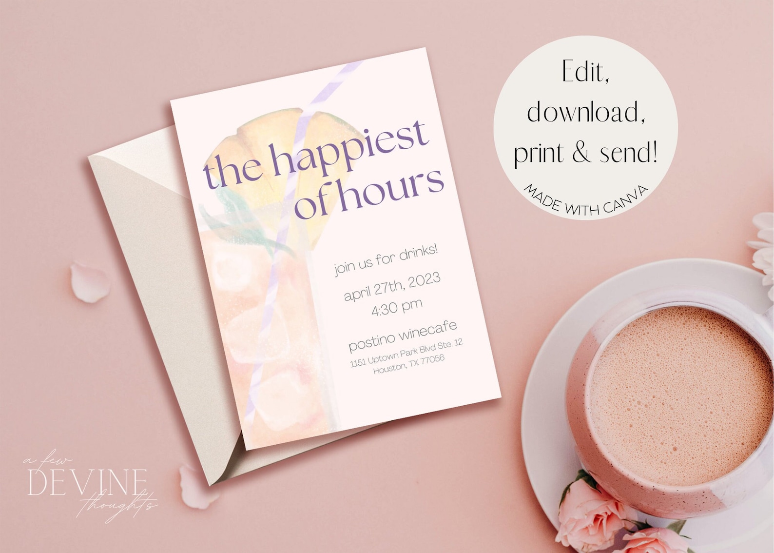 Happiest of Hours Invitation Template | Editable Happy Hour Invite ...