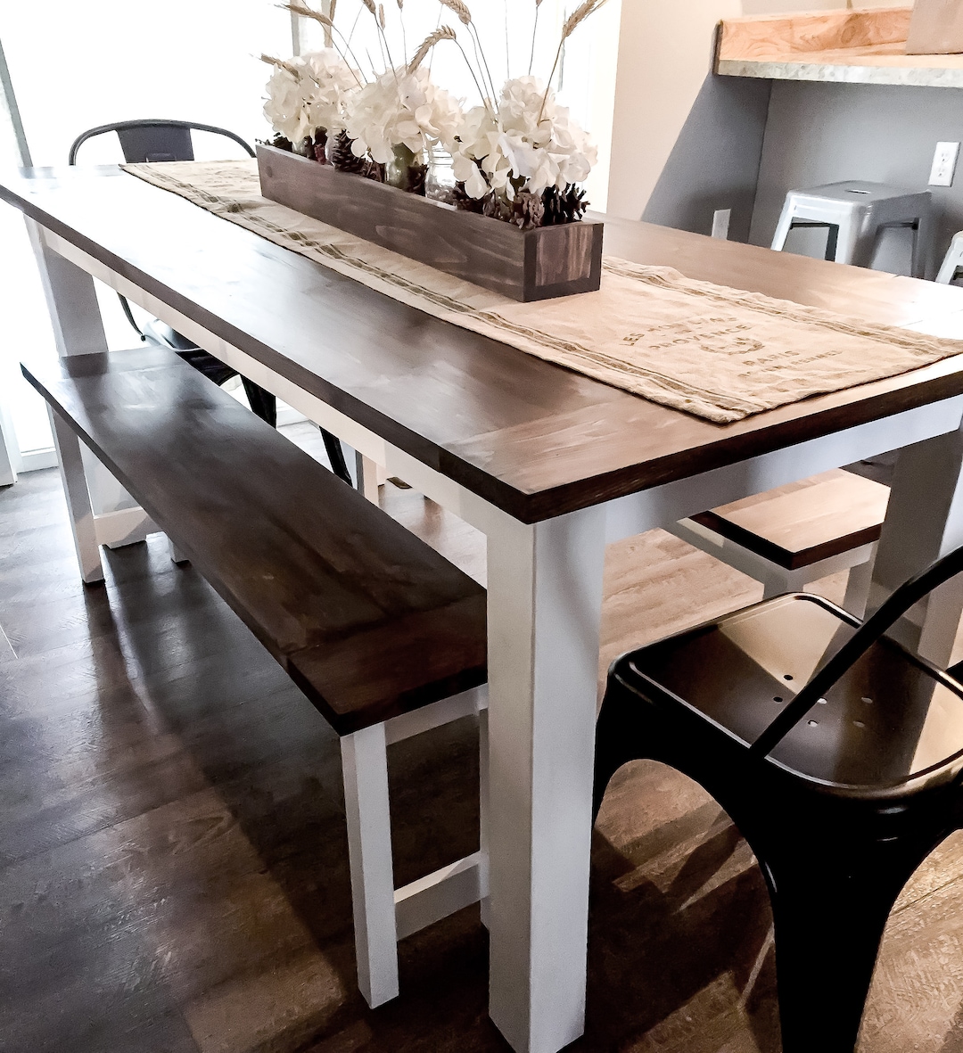 DIY Farmhouse Dining Table Plans With Benches (PDF Download) - Etsy