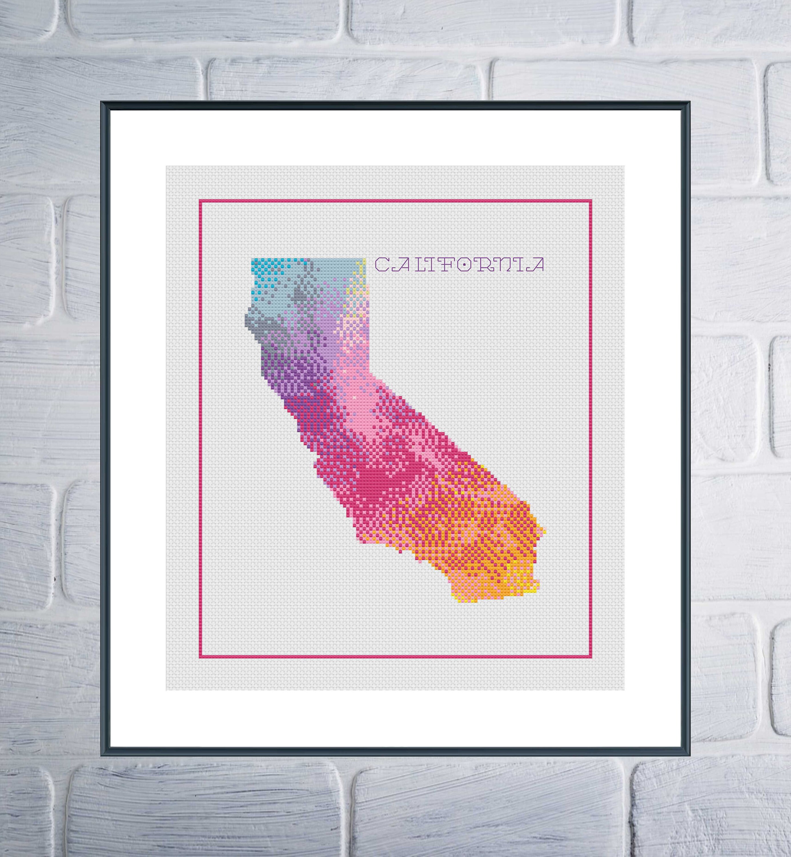 California Map Cross Stitch Pattern / California Map Silhouette Cross ...