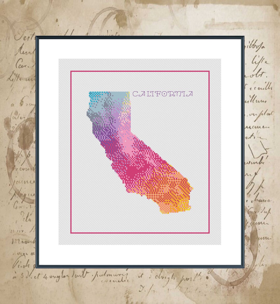California Map Cross Stitch Pattern / California Map Silhouette Cross ...