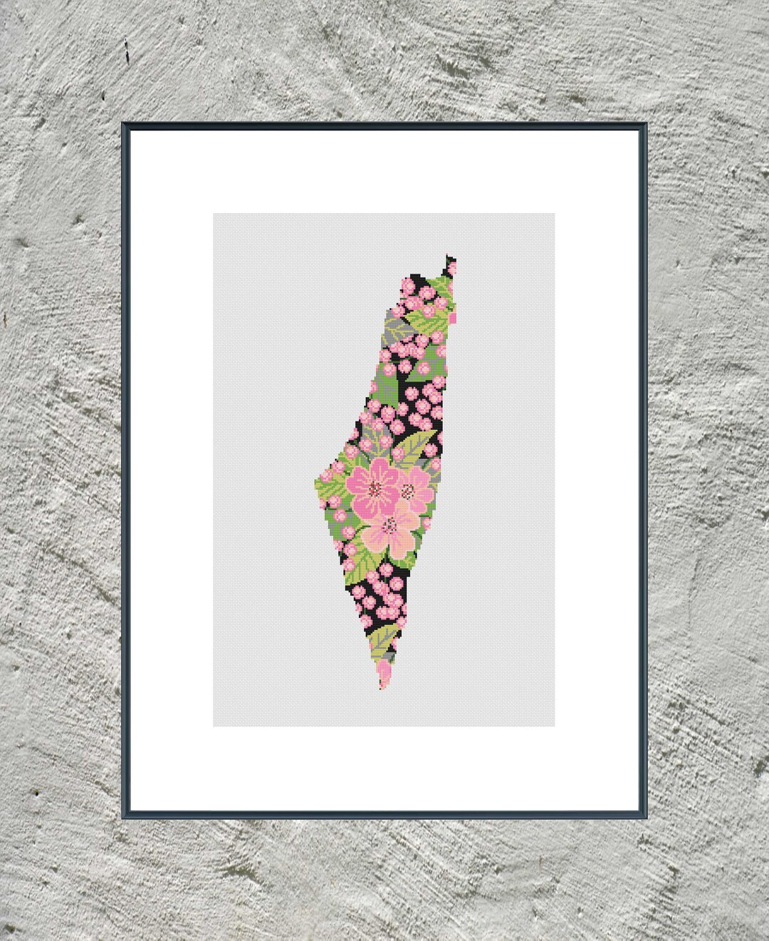 PDF of Floral Map of Palestine Cross Stitch Pattern / Modern Cross ...