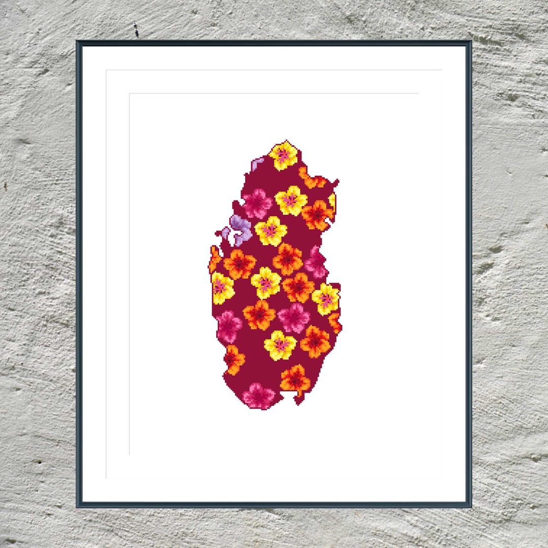 Qatar Map Cross Stitch Pattern, Minimalist Design (PDF Pattern) - Etsy