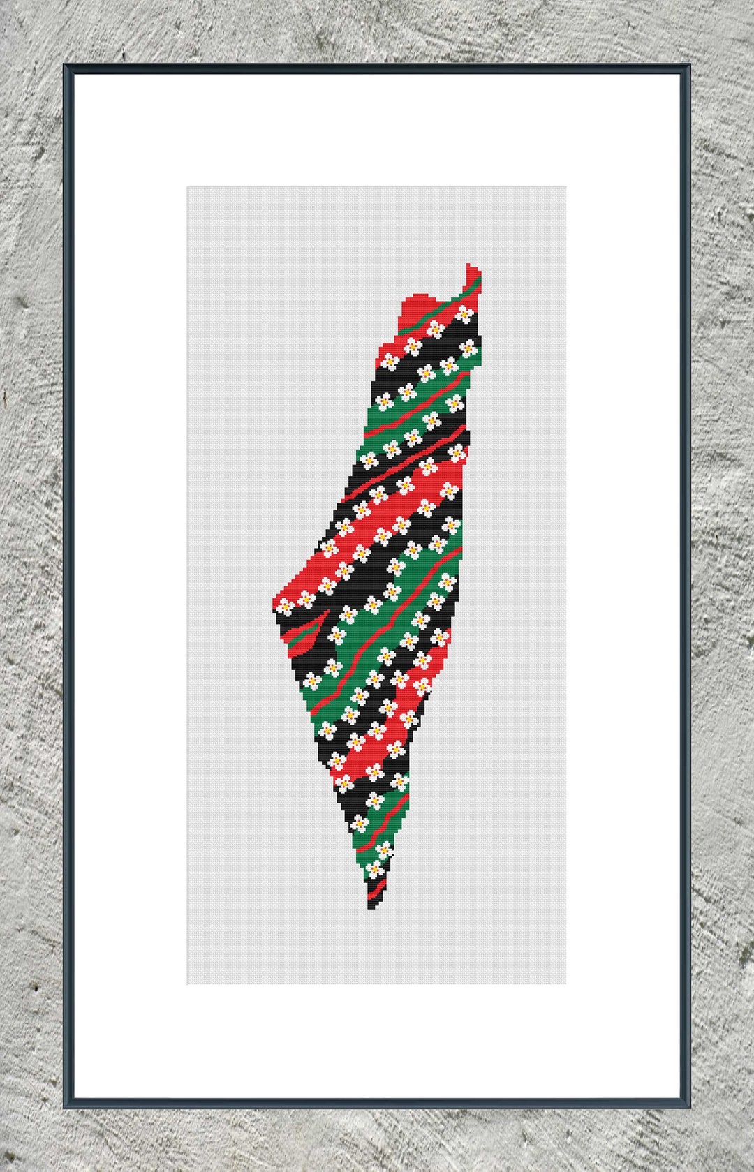 PDF of Floral Map of Palestine Cross Stitch Pattern / Modern Cross ...