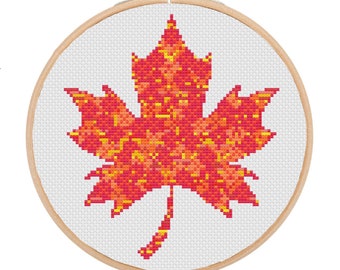 Autumn Maple Leaf Cross Stitch Pattern, Digital Download PDF - Etsy