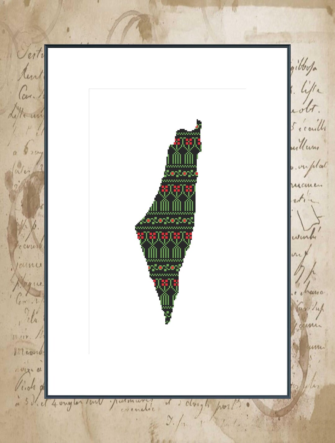 PDF of Floral Map of Palestine Cross Stitch Pattern / Modern Cross ...