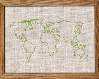 World Map Cross Stitch - Etsy Norway