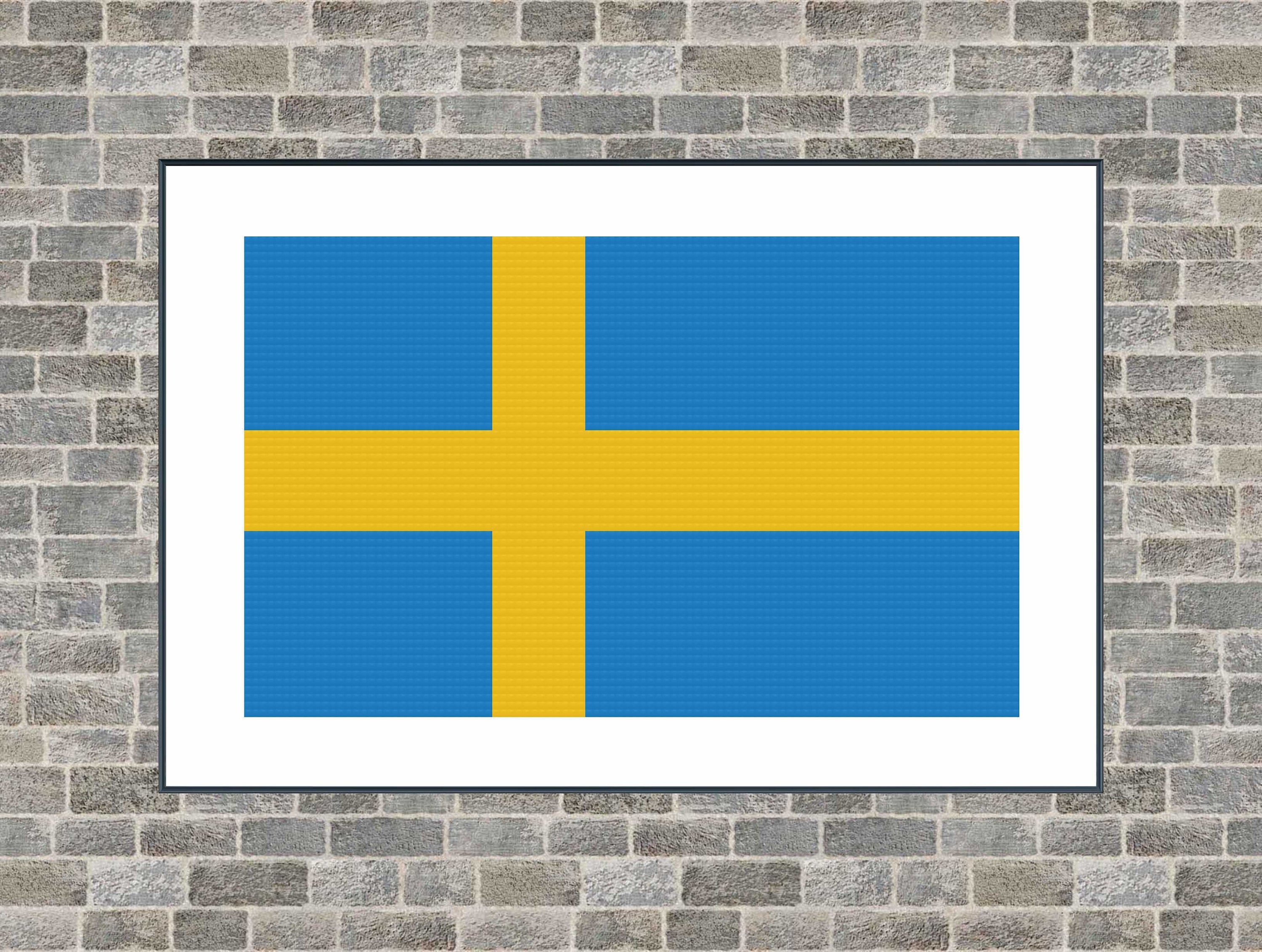 Flag of Sweden Cross Stitch Pattern / Modern Cross Stitch / Minimalism ...